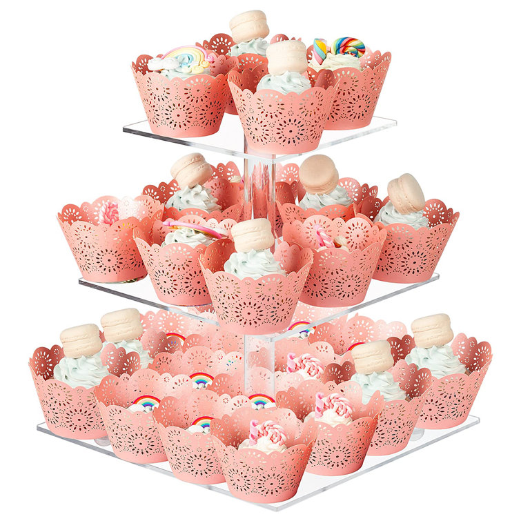 Brayden Studio 3 Tier Square Acrylic Cupcake Display Stand Holder